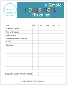 Simple Homeschool Checklist - The Planning Mom