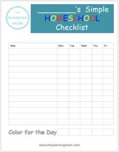 Simple Homeschool Checklist - The Planning Mom